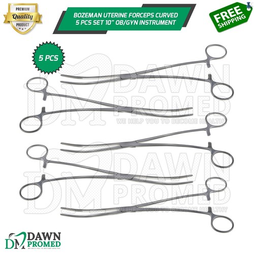 Bozeman Uterine Forceps 5 Pcs Set 10" Curved OB/GYN Surgical Inst ...