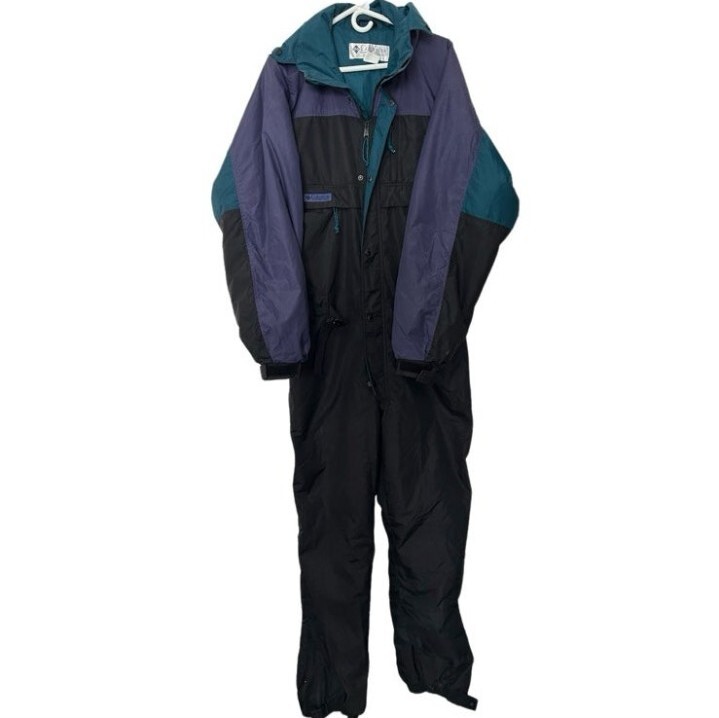 Vintage Columbia Snow Suit Mens Large Tall Black One Piece Full Body ...