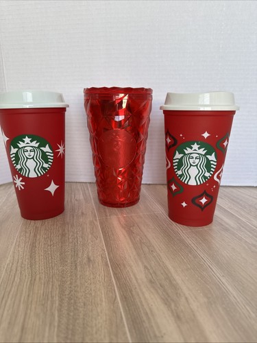 Starbucks Christmas Cups Reusable Lids 2 Designs ‘22 & ‘23 & Crystal ...