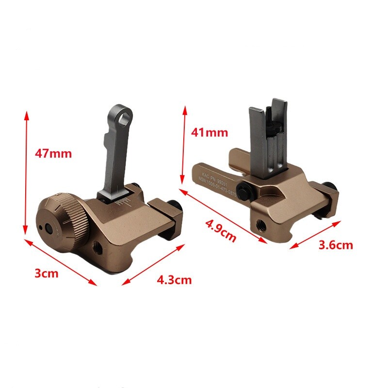 Metal Flip-Up Front Rear Sight Rail Machine CNC Aiming Folding KAC300 ...