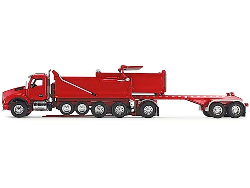 Kenworth T880 Dump Truck & Rogue Transfer Dump Trailer Viper Red 1/64 ...