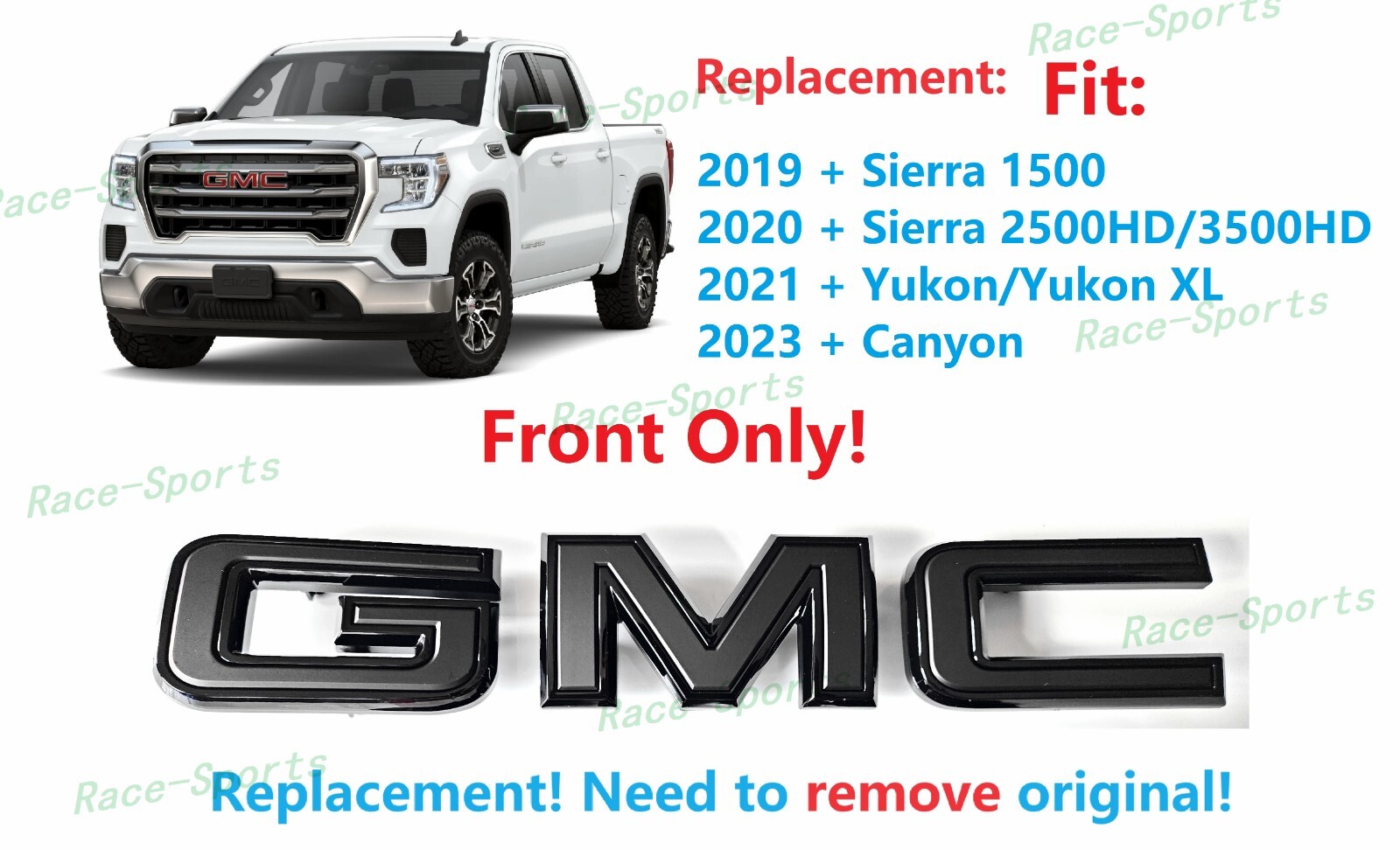 2014-2018 GMC Sierra 1500 2500HD 3500HD Yukon XL Canyon Front Gloss ...
