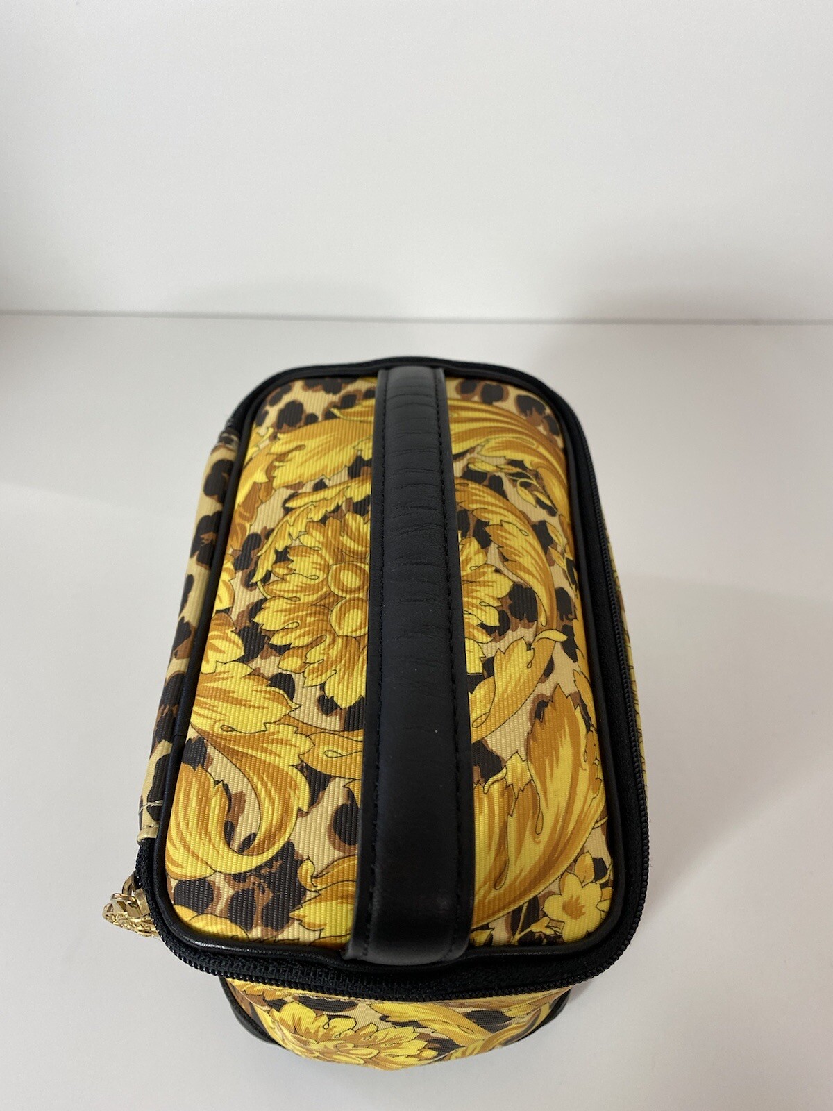 Vtg GIANNI VERSACE YELLOW CROWN BAROQUE PVC VANITY BAG | eBay
