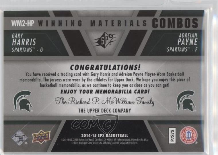 2014-15 SPx Winning Materials Combos Gary Harris Adreian Payne Rookie ...