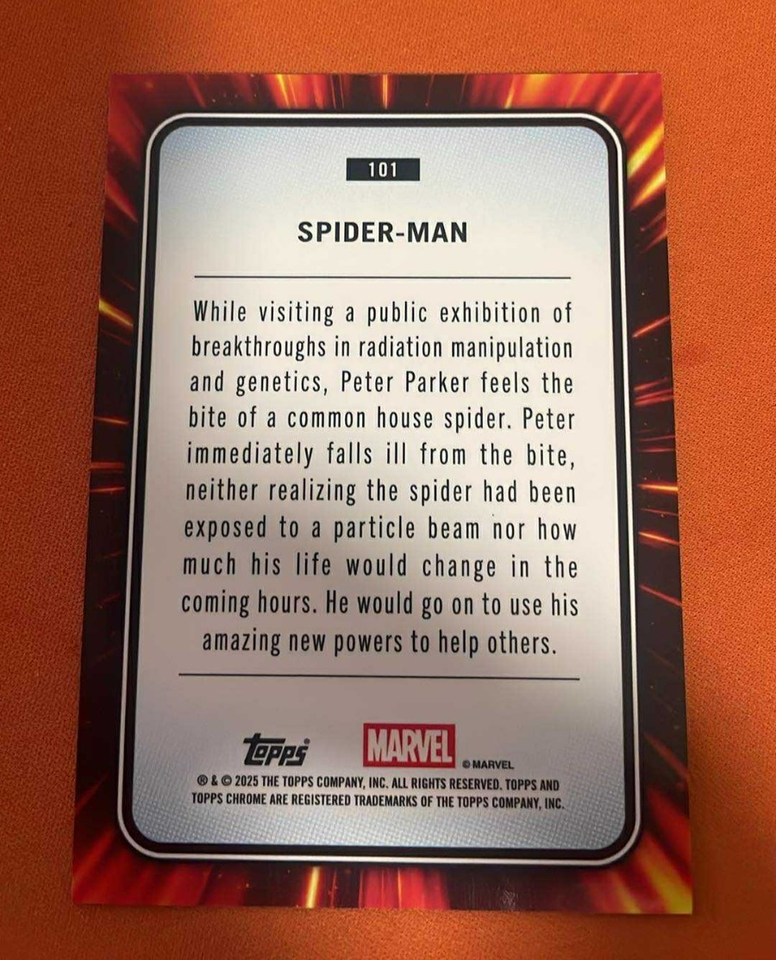 2025 TOPPS CHROME MARVEL SPIDER-MAN YELLOW LAVA REFRACTOR #101 | eBay