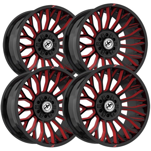 (4) XF Off-Road XF-237 20x10 6x135/6x5.5" -12mm Black/Red Wheels Rims ...