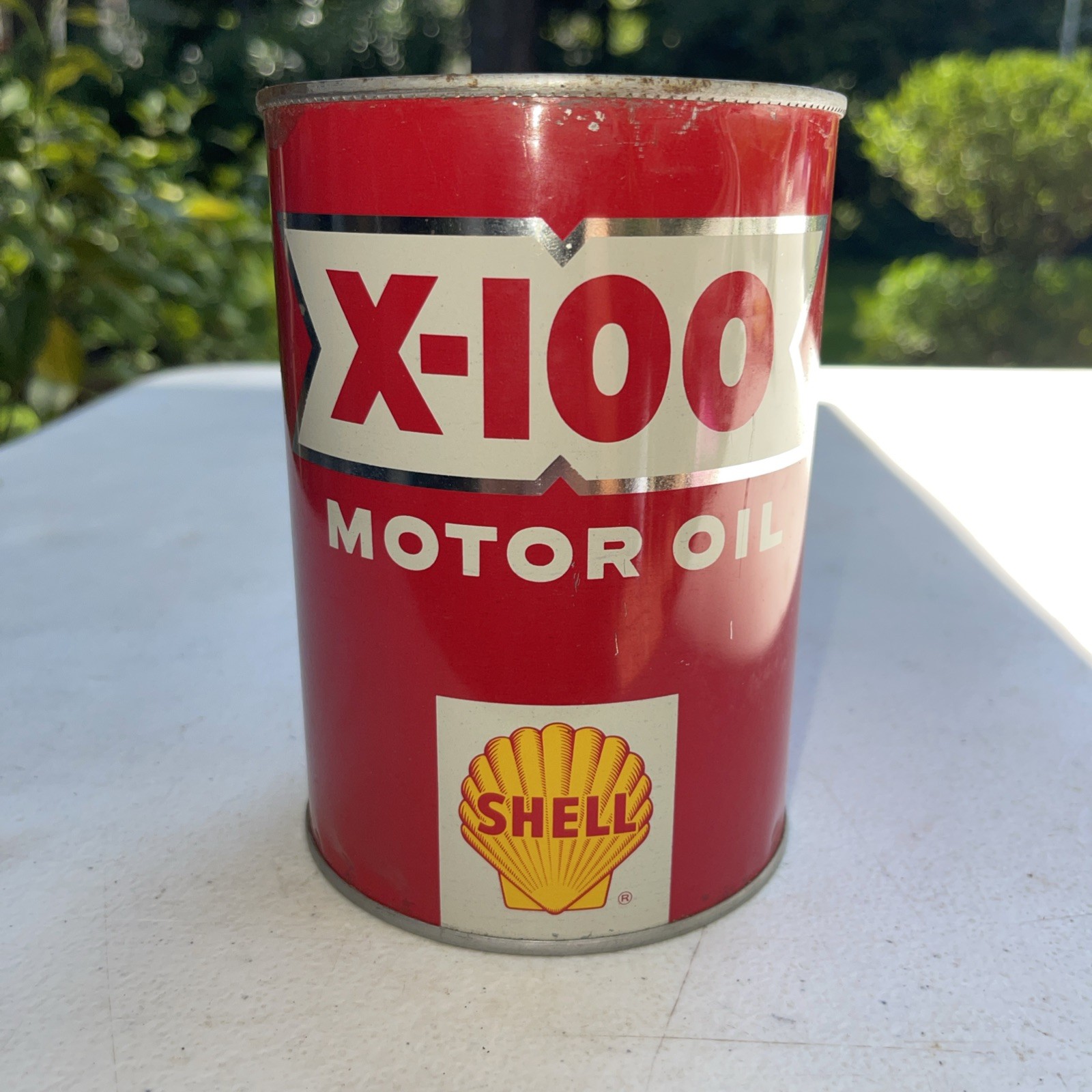 Vintage SHELL X-100 Motor Oil 1 Quart Metal Can | eBay