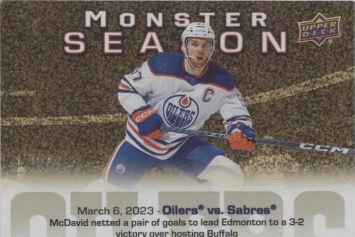 2023-24 Upper Deck Series 2 - Monster Season Connor McDavid #MS-65 Gold ...