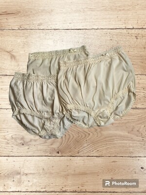 Olga Granny Panties Mushroom Gusset #873 3 Sheer Cotton Lace Sissy Size ...