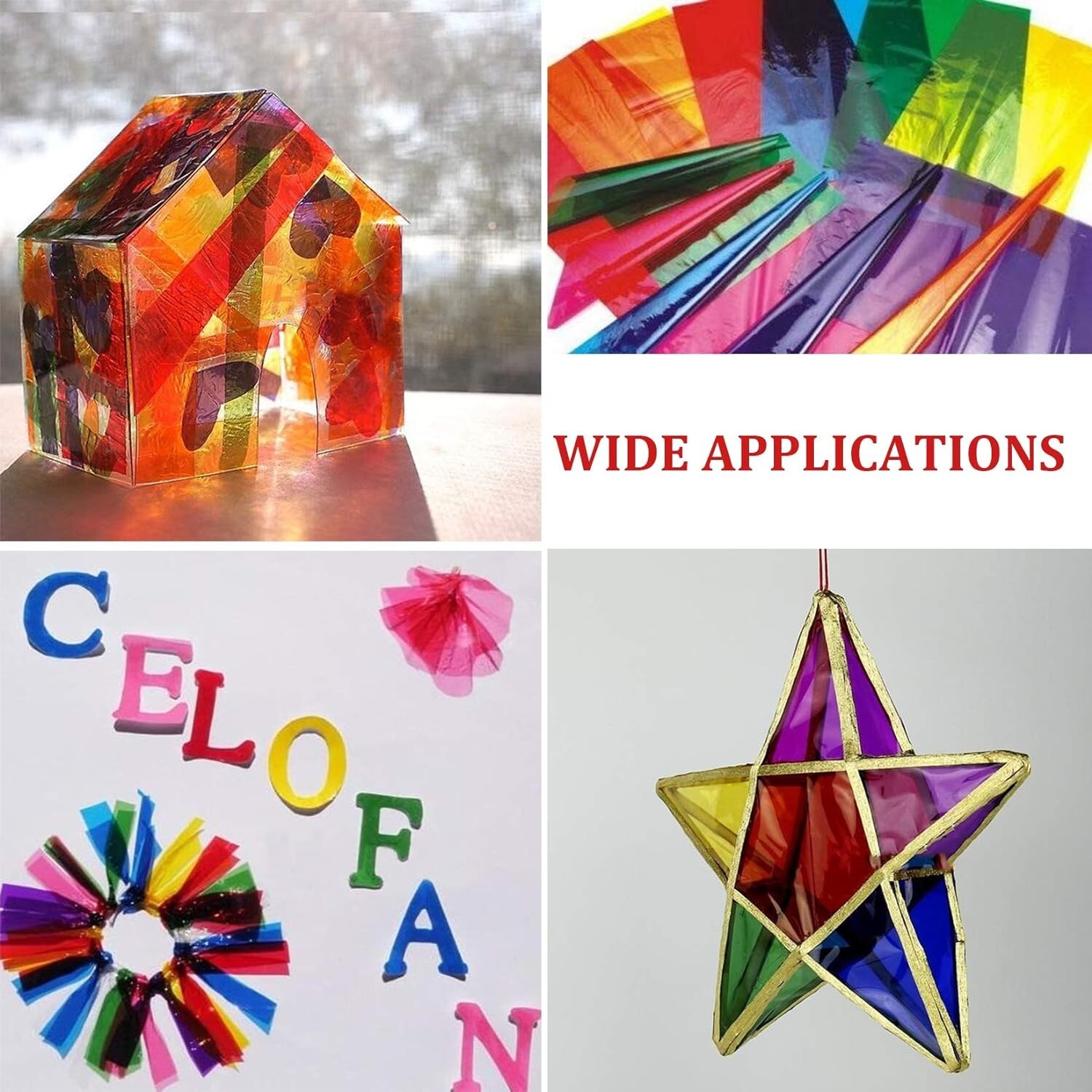 Vibrant 12x12 Inch Cellophane Wraps - 120 Sheets in Rich Colors for DIY ...