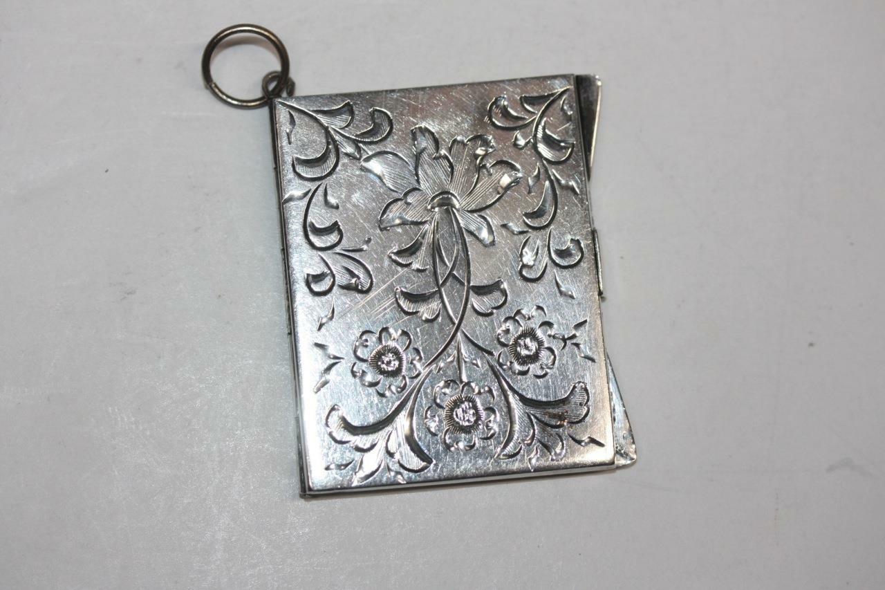 Vintage Silver Flower Carved Picture Frame Pocket Key Chain w/ Red ...