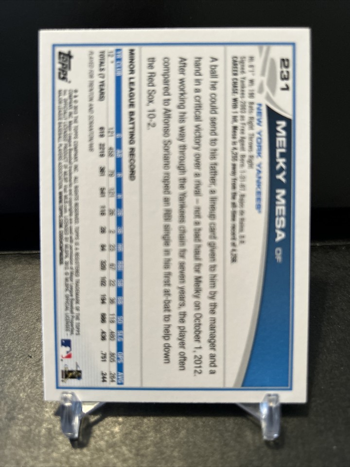 2013 Topps Melky Mesa New York Yankees #231 | eBay