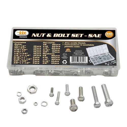 240pc IIT SAE Nuts & Bolts Washers Hex Nuts Assortment Kit 82820 | eBay