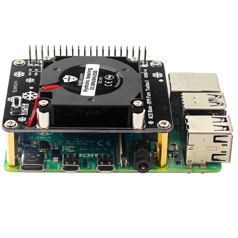 Low Noise GPIO Cooling Fan + LED Light Mini Turbo Fan for Raspberry Pi ...