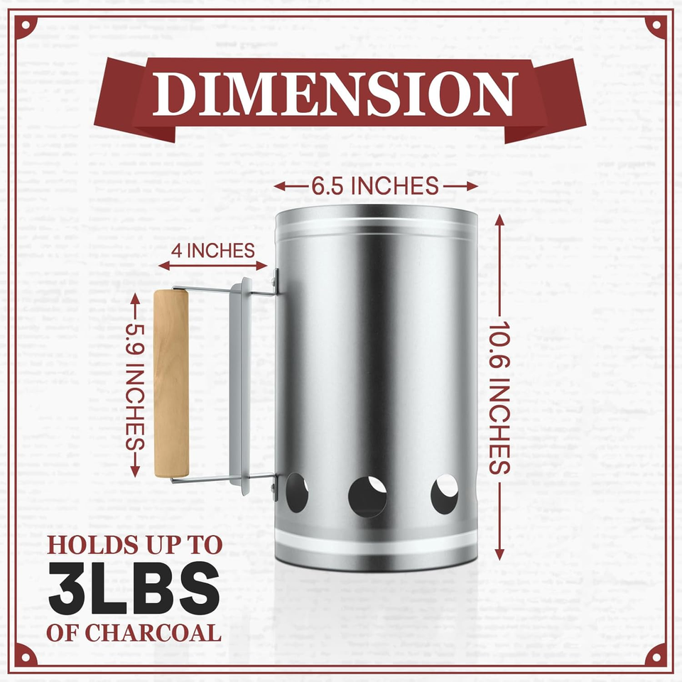 Charcoal Chimney Starter, Heavy Duty BBQ Chimney Starter Perfect for ...