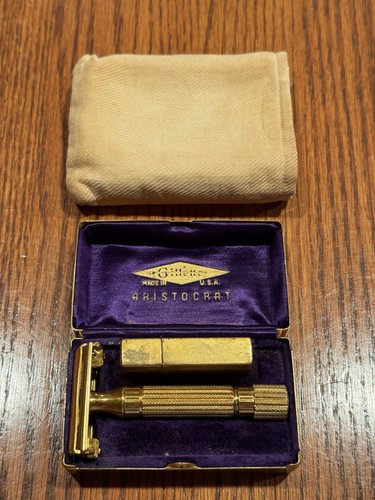 Vintage 1946-47 Gillette Aristocrat Safety Razor Set With Gold Plated ...