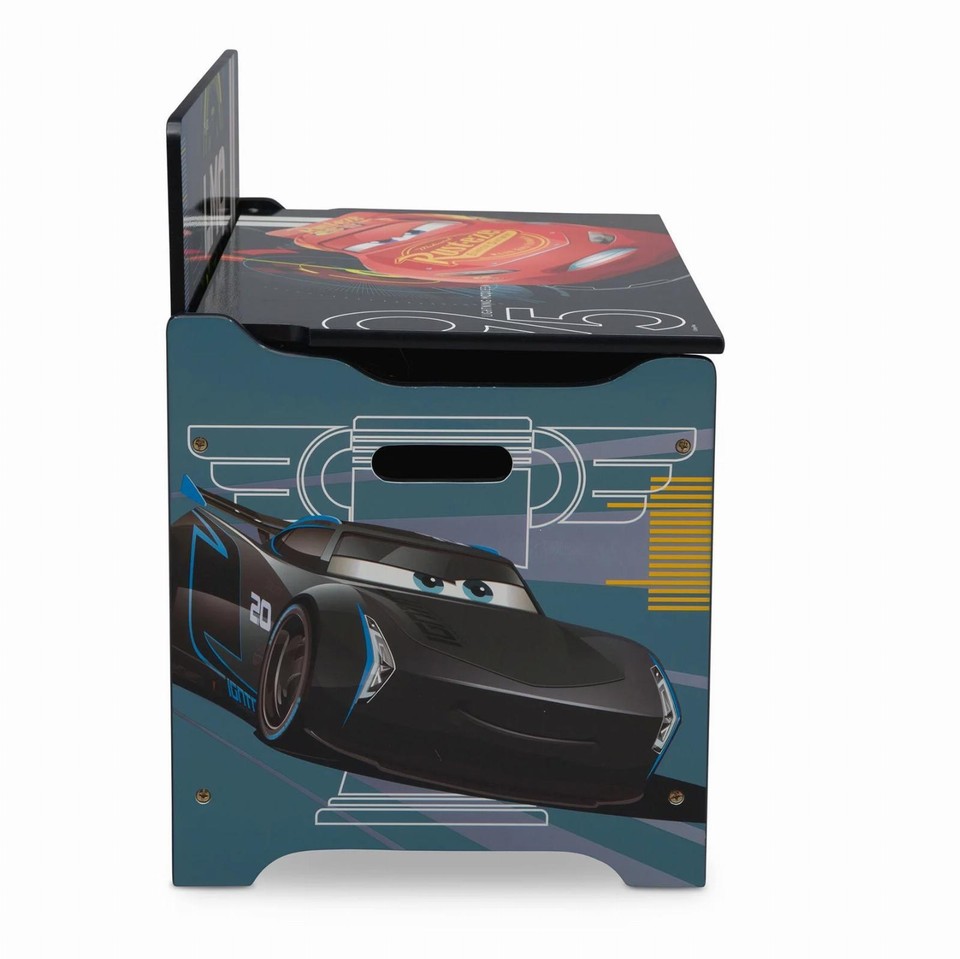 Disney Pixar Cars Deluxe Wooden Toy Box Storage Organizer For Children ...