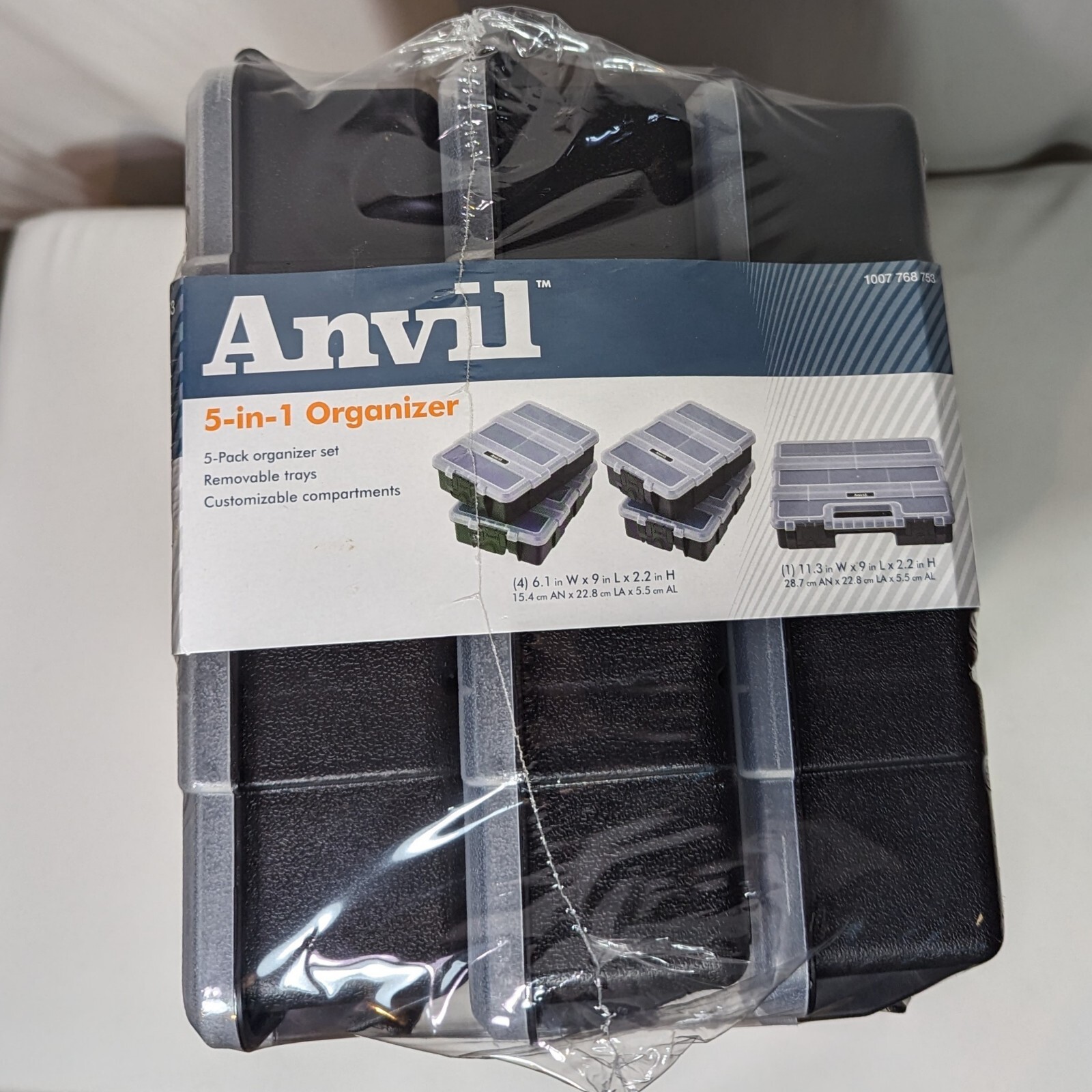 Anvil 65-Compartments 5-in-1 Small Parts Organizer Black and Clear ...