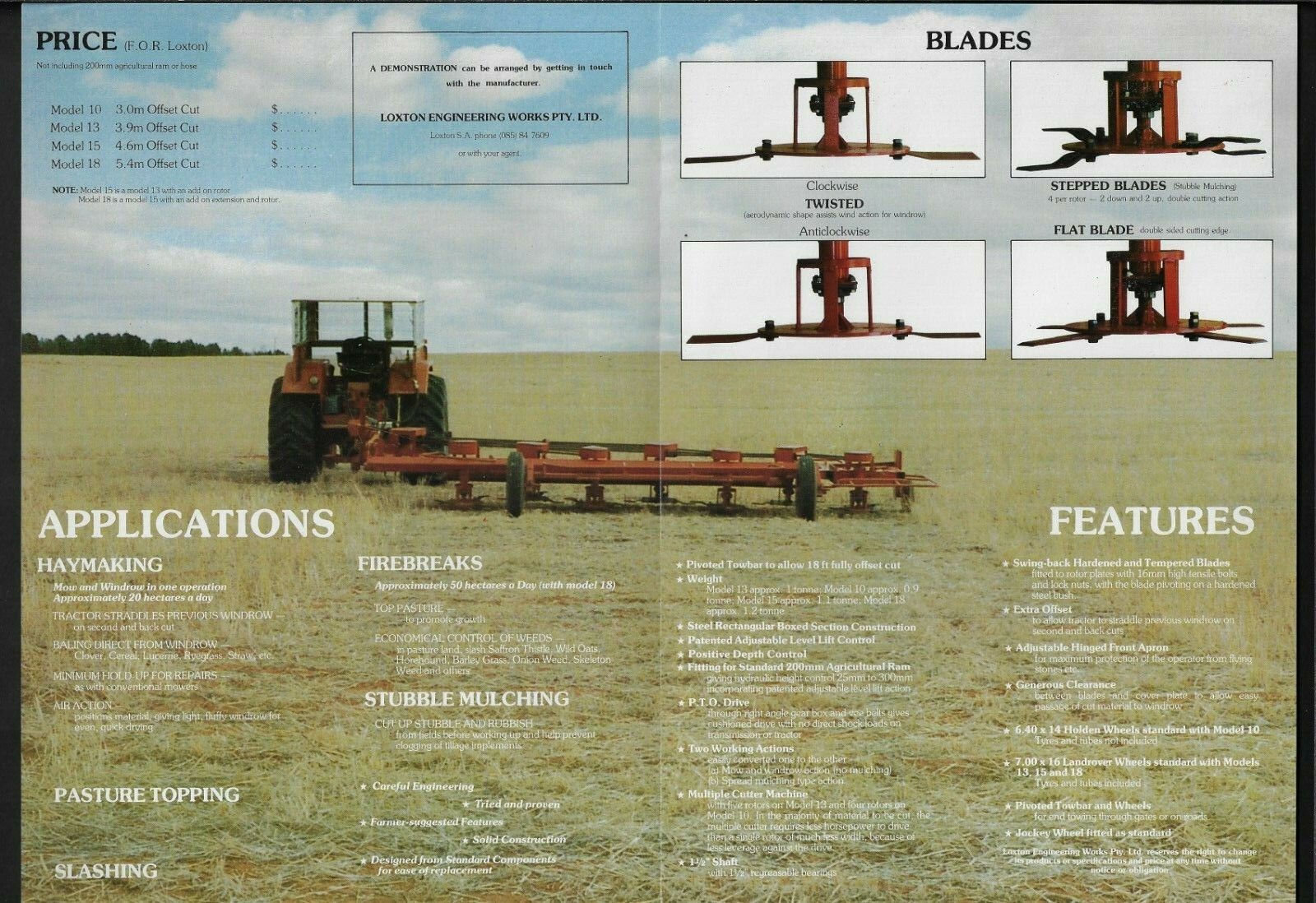 LOXTON ENGINEERING LOXTON COMBINATION SLASHER 4 PAGE BROCHURE | eBay ...