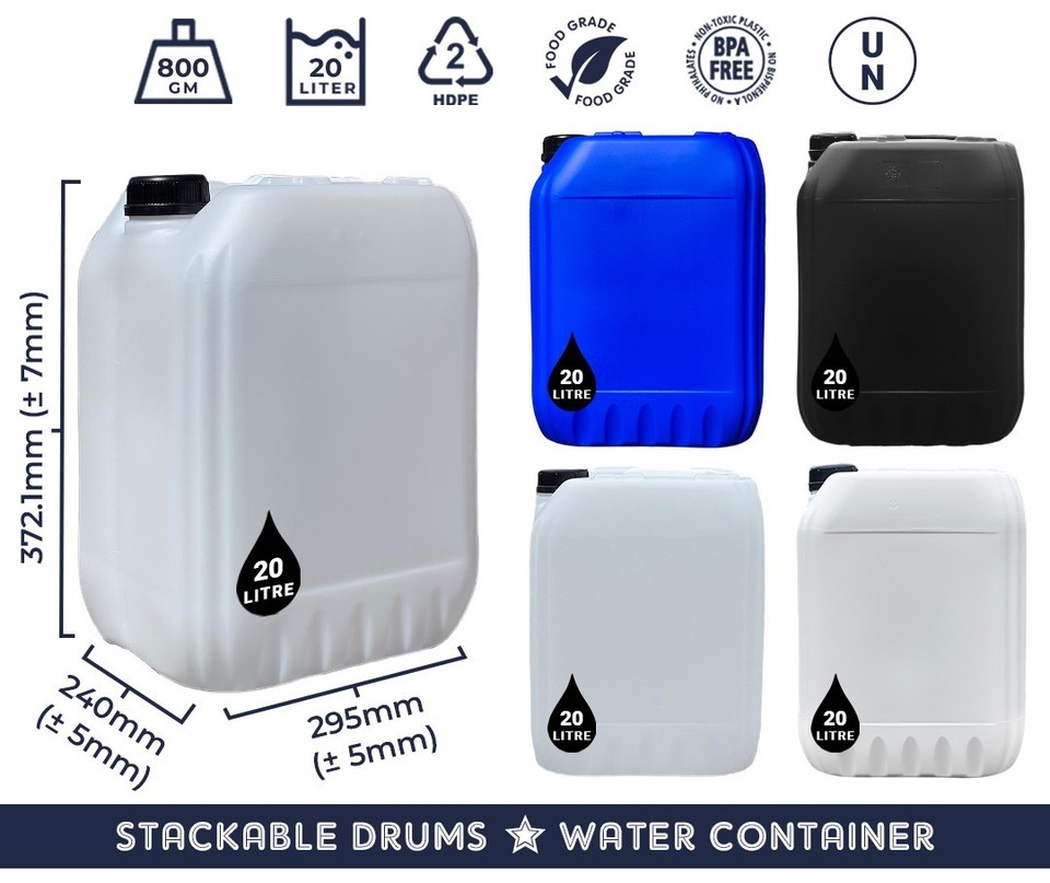 5L 10L 20L 25L Plastic Stackable Water Container Food Safe Drum ...