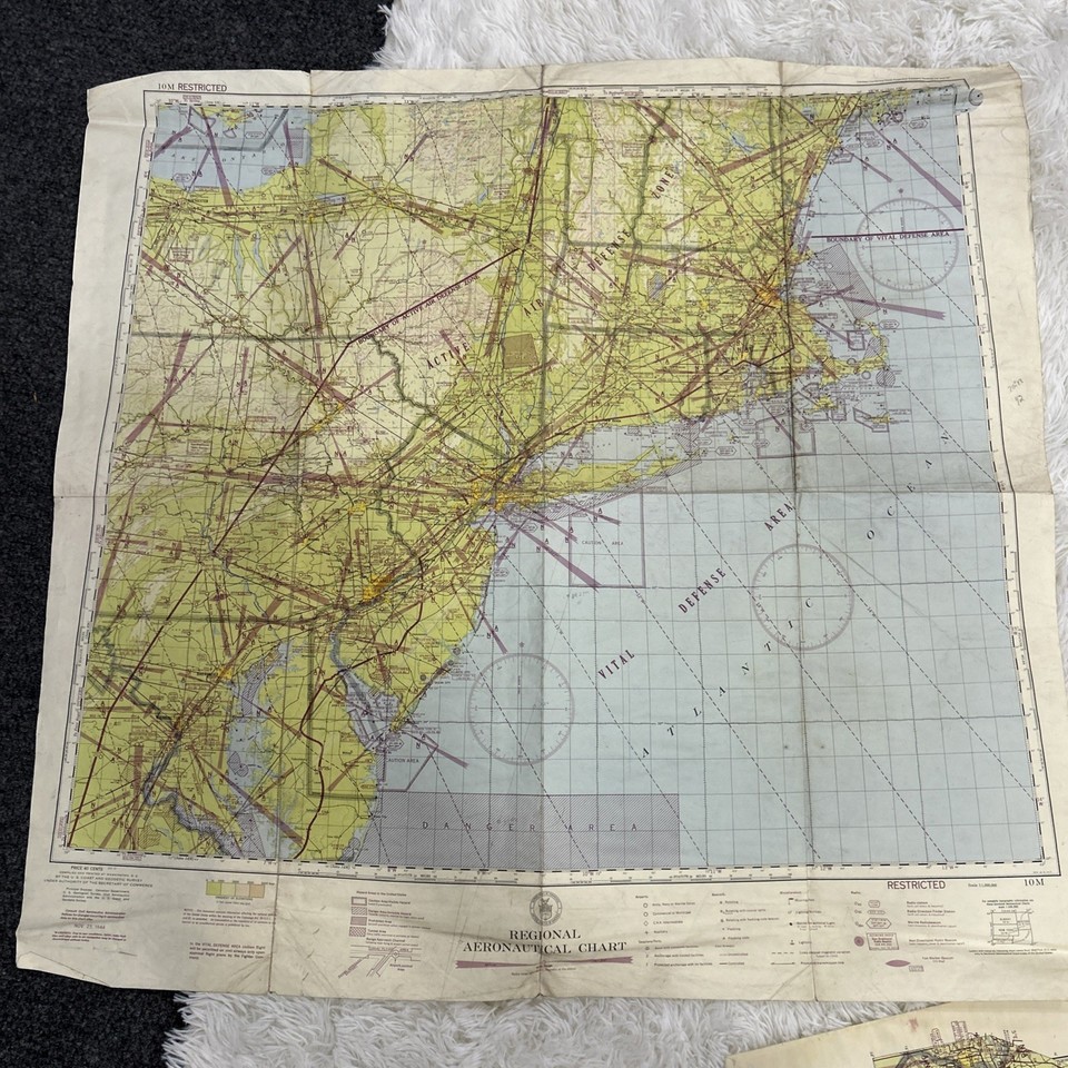 Vintage RARE 1944 Sectional Aeronautical Flight Charts Aviation Lot 4 ...