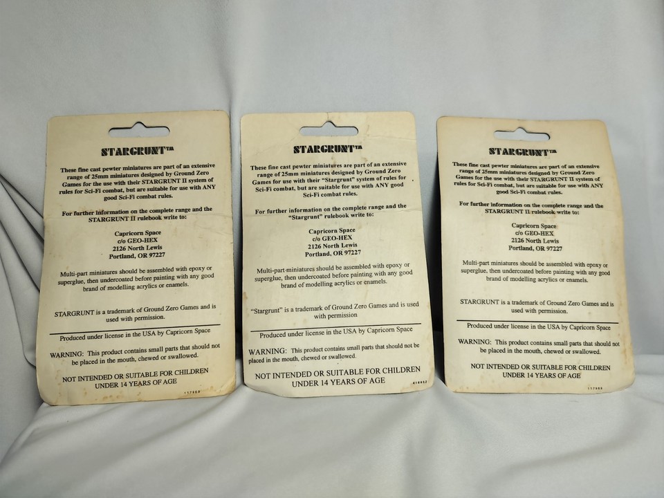 Ground Zero Games Stargrunt Miniatures NIB OOP 3 Blister Packs 9 Metal ...