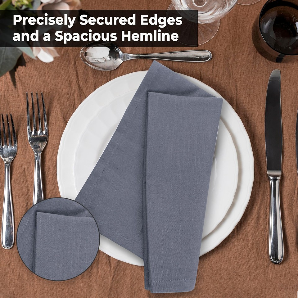 Dinner Napkins Solid Slub Set of 12 Grey Color Dinner Napkins Over ...