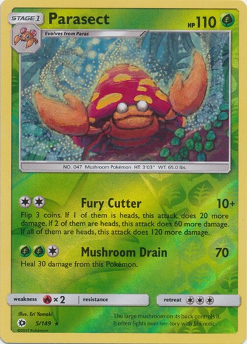 Parasect - 5/149 - Rare - Reverse Holo x1 - NM-Mint - SM Base Set | eBay