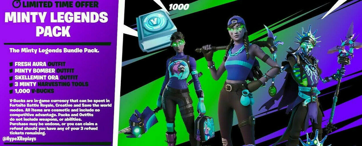 NEU DLC für Fortnite Minty Legends Pack Code 1000 V-Bucks Spiel ...