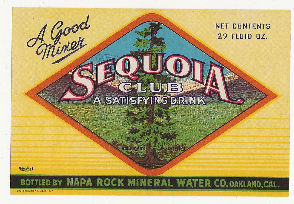 Napa Rock Co Sequoia Club Soda label Oakland CA | eBay