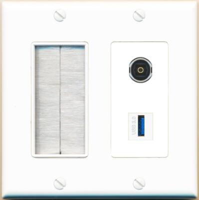 RiteAV TOSLINK USB-3 with Brush Wall Plate [White] | eBay