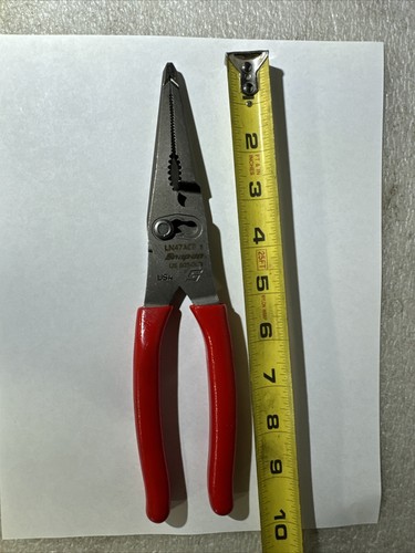 Snap On 9" Long Nose Pliers 3 Slip Joint Talon Grip 57% More Power RED ...