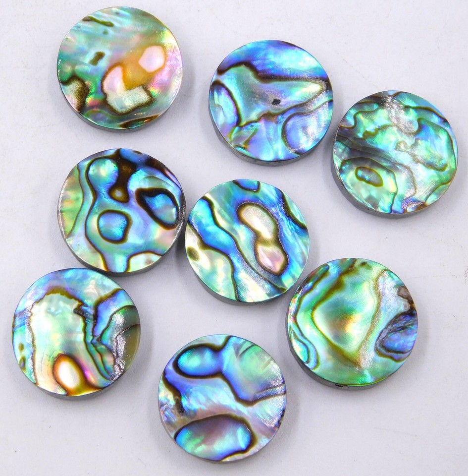 15 MM Natural Abalone Shell Round Cab Lot Loose Gemstone For Jewelry P ...