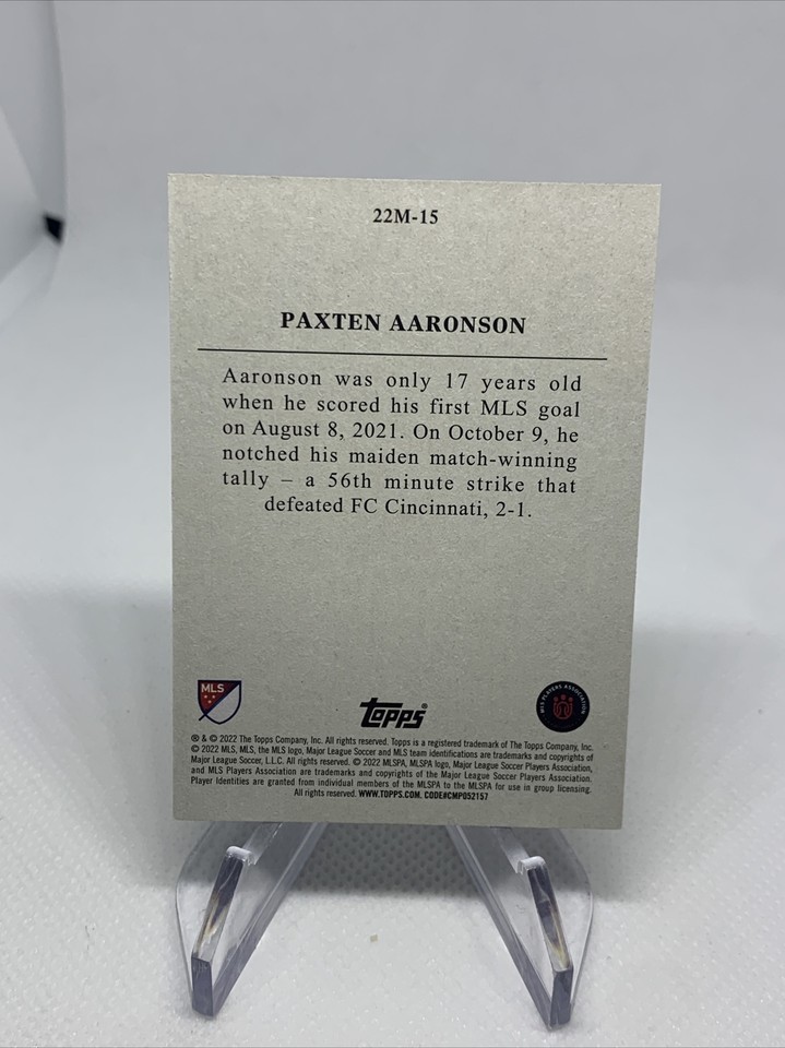 Paxten Aaronson 2022 Topps MLS `22 mini card #22M-15 (Philadelphia ...