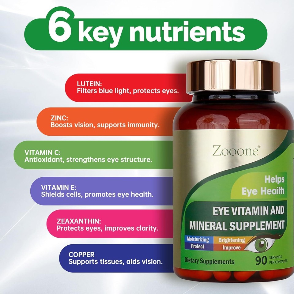 Zooone 90pcs Lutein Eye Vitamins Supplement For Macular Health & Dry ...