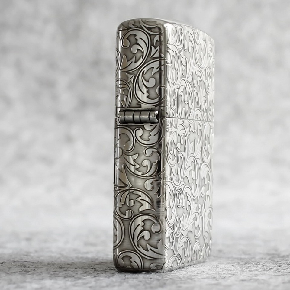 Zippo lighter 925 Sterling Silver Custom/ Arabesque Full Side Carving ...