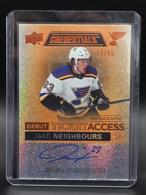 Jake Neighbours 2021-22 Credentials Debut Ticket Access Auto /45 🎶 St ...