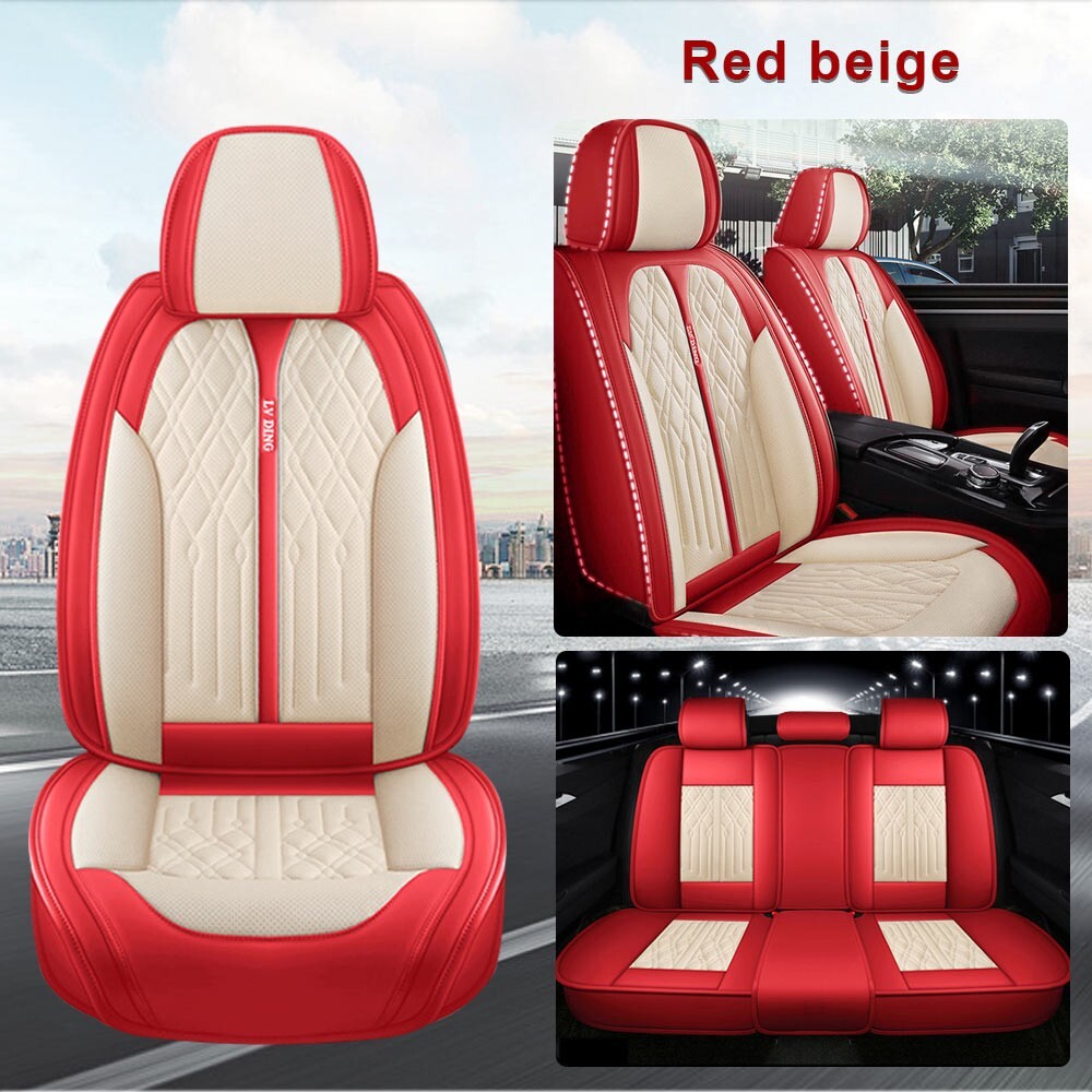 Car Seat Covers 5-Seats Set for Lexus Leather Cushion MH134 Beige Red ...
