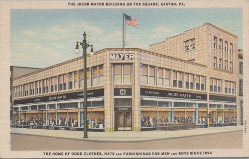 Postcard Jacob Mayer Building Clothes Hats Furnishings Men Boys Easton ...