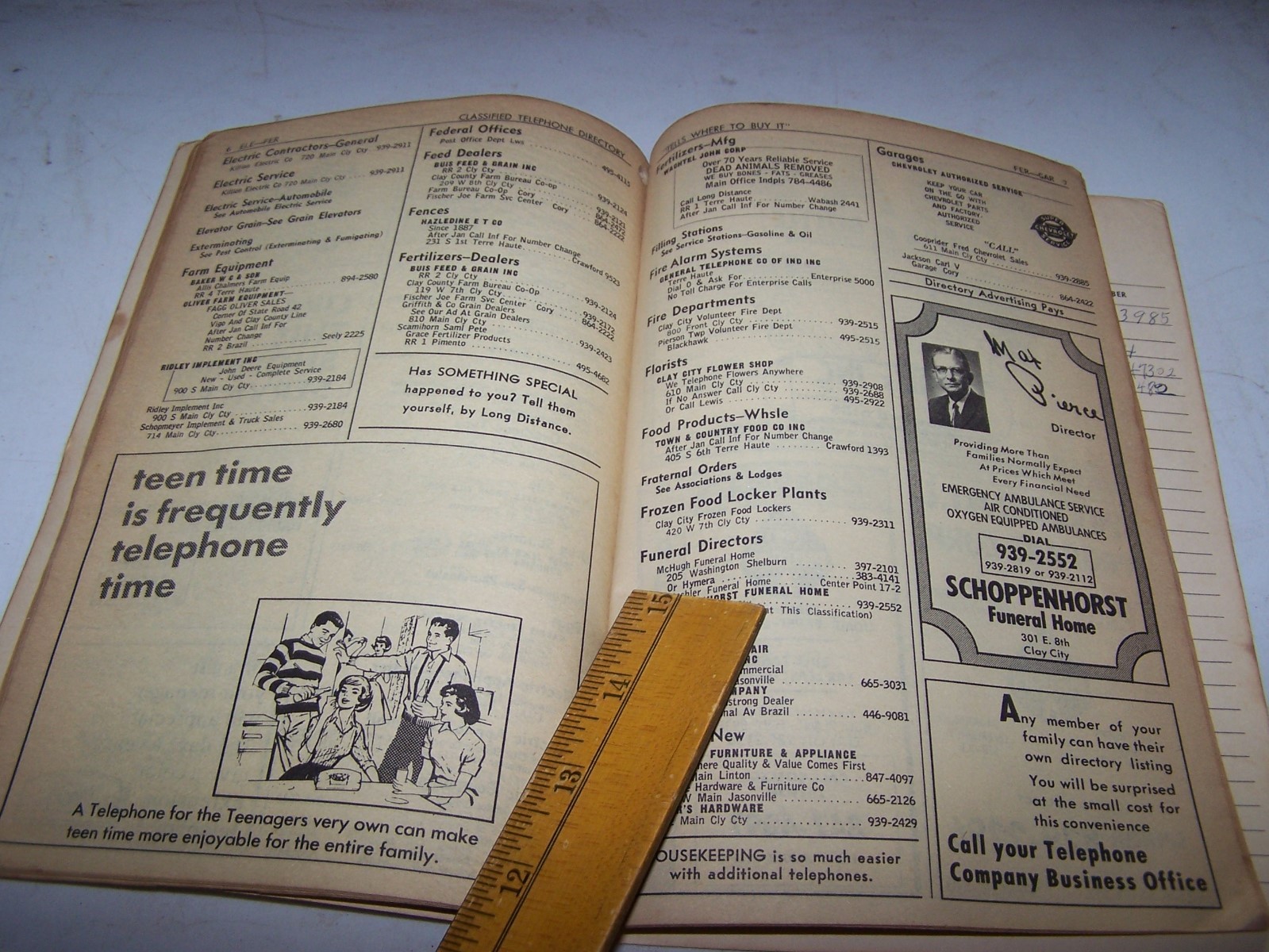 1966 CLAY CITY LEWIS RILEY CORY PATRICKSBURG INDIANA Telephone Book w ...