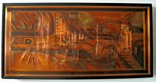 Bernhard Rohne Signed Metallic Design Studio, B C Acid Etched Brutalist ...