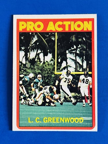 1972 Topps L.C. Greenwood Steelers Pro Action Football Card #257; Mid ...