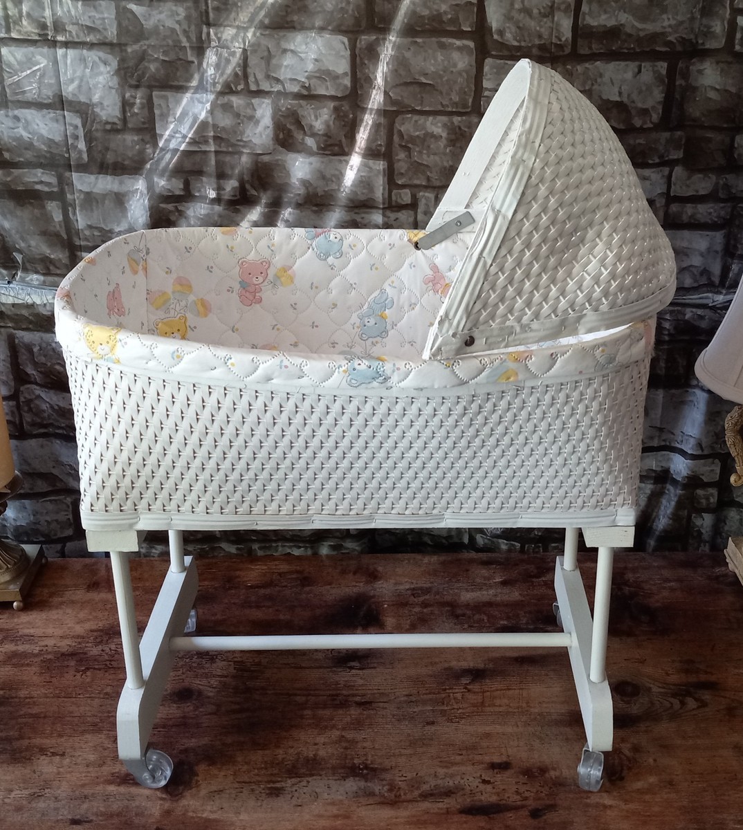 Wicker Bassinet With Wheels