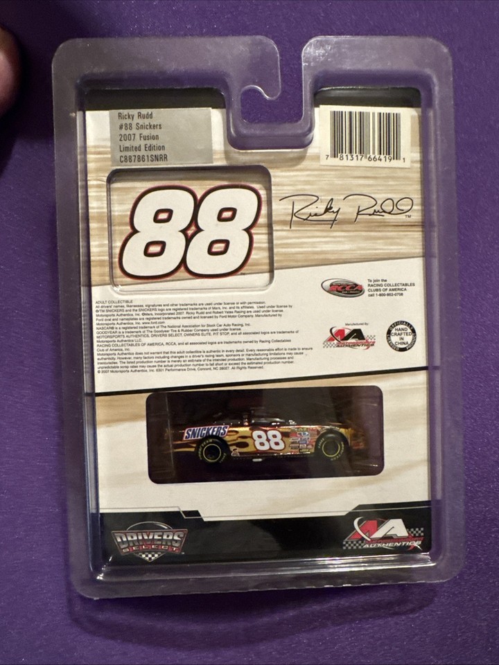 Ricky Rudd #88 Snickers CAR 2007 Fusion Limited Edition Nascar | eBay