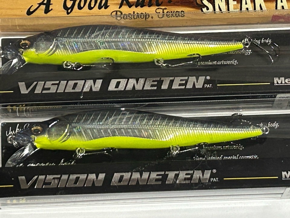 LOT OF 2 Megabass Vision OneTen 110 Jerkbaits ELEGY BONE COLOR LURES ...