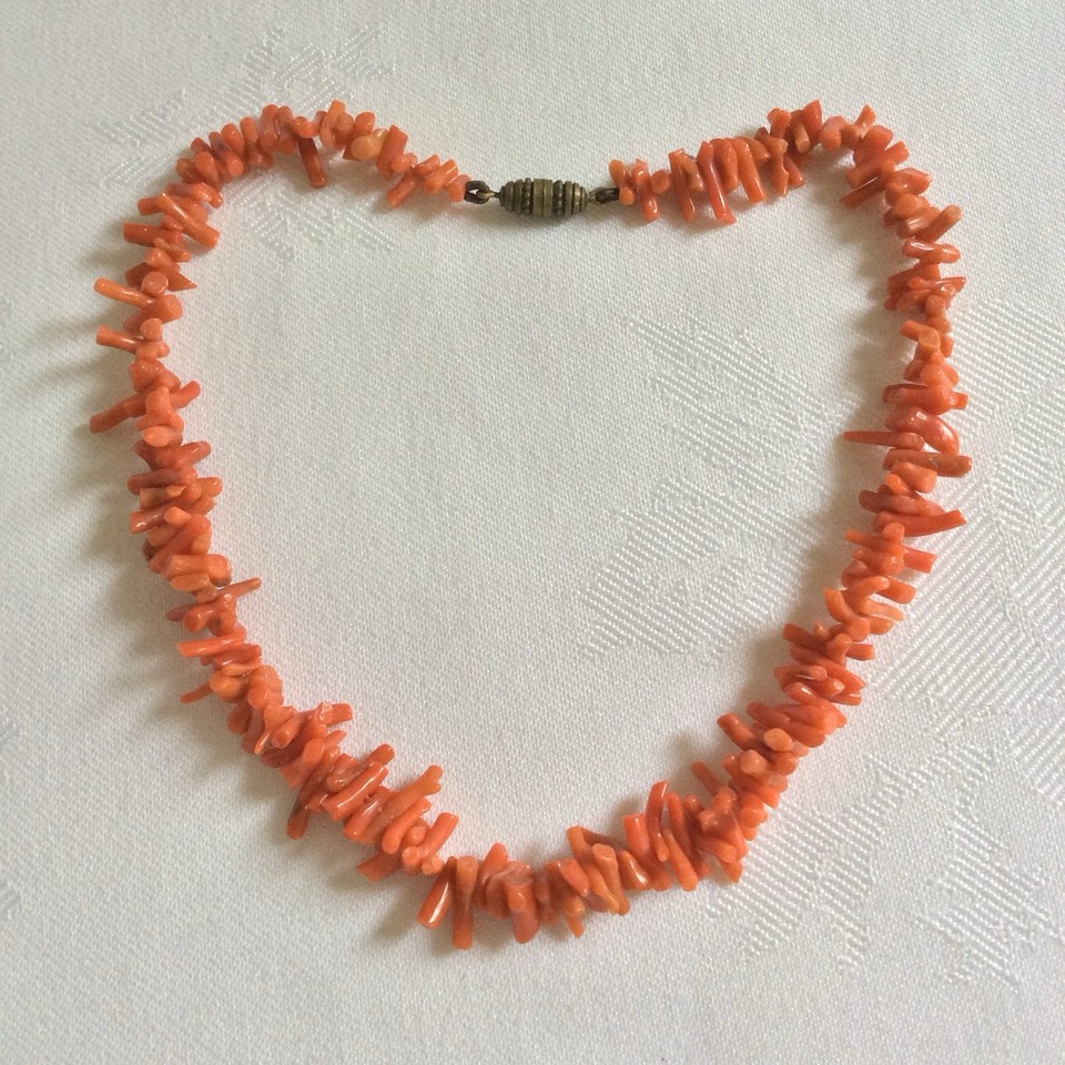 Vintage Art Deco? Orange Branch Coral Necklace + extra Coral | eBay UK