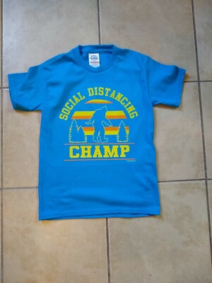 Social Distance champion Youth Small Blue T Shirt | eBay
