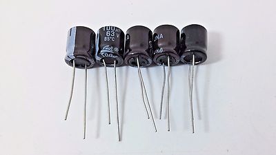 5 Pcs SAMHWA Capacitor 63V 100uF 105°C (M) Electrolytic Aluminium ...