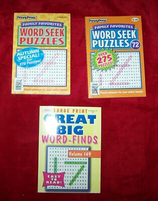 Lot of 3 Penny Press Kappa Word Seeks Finds Search Puzzle Books 615 ...