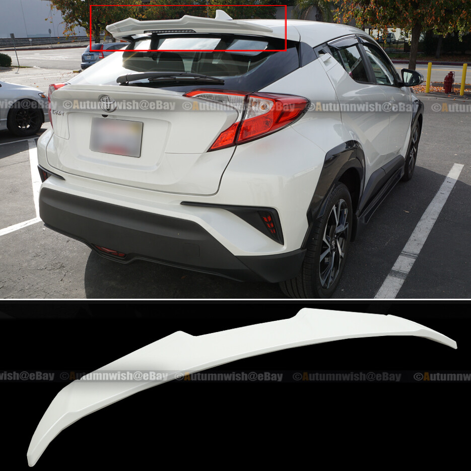 Fit 17 18 19 Toyota C-HR CHR JDM H Style Painted White Rear Roof Wing ...